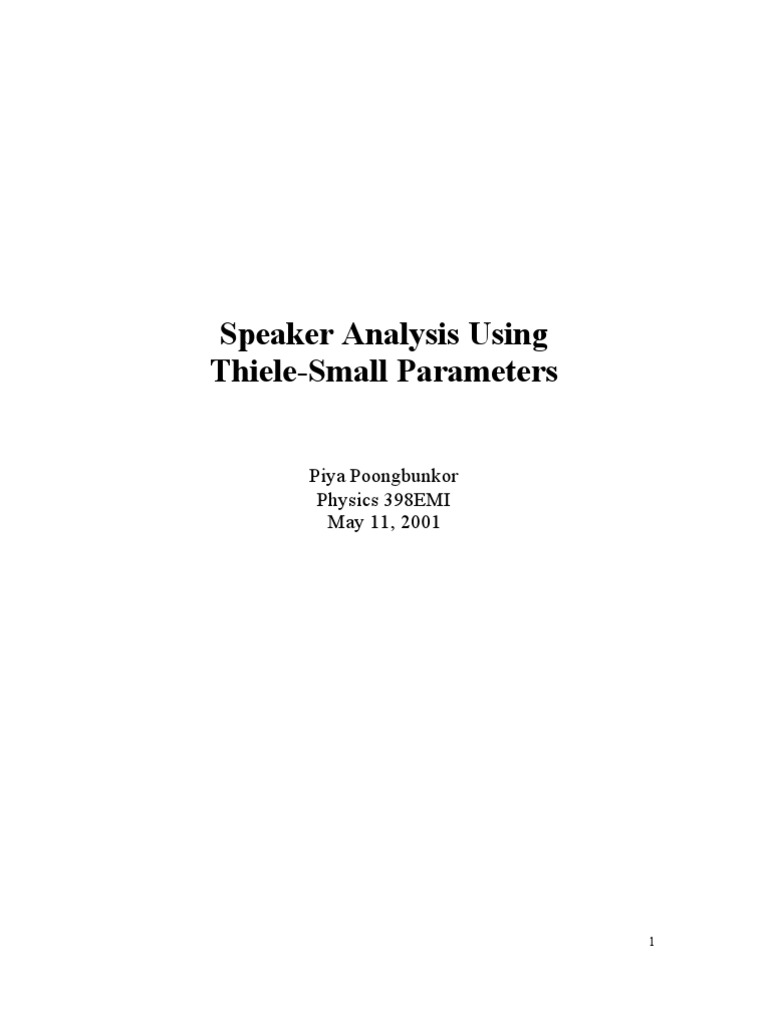 Thiele Small Parameters Understanding | PDF | Loudspeaker | Audio ...