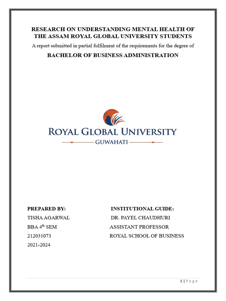 RESEARCH REPORT ON MENTAL HEALTH OF College STUDENTS | PDF ...