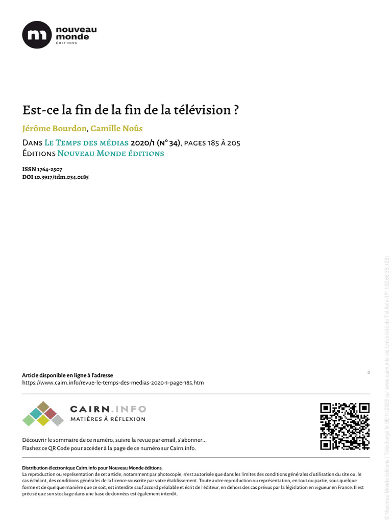 La télévision face à son discours de fin | PDF | Cinématographie
