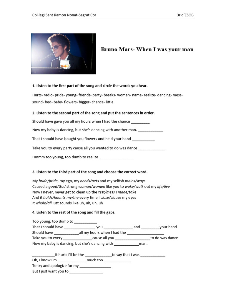 Spanish Students' Song Exercise | PDF