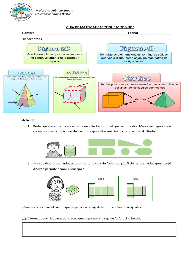 Guía Matemáticas: Figuras 2D y 3D | PDF