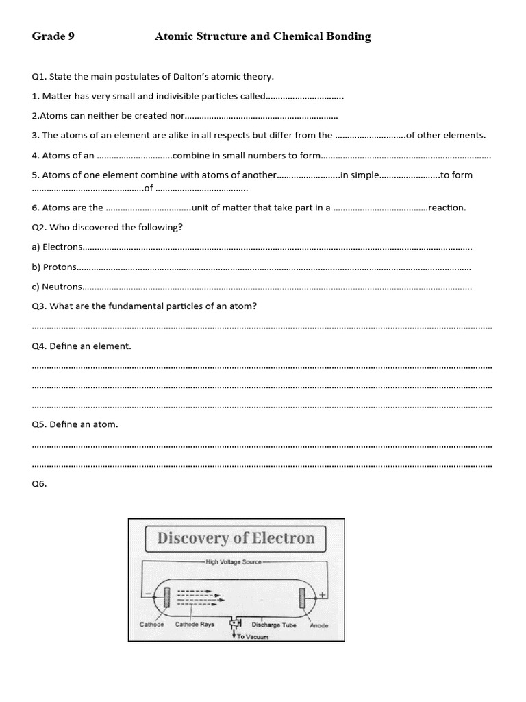 Grade 9 Atomic Structure Guide | PDF | Electron | Atoms