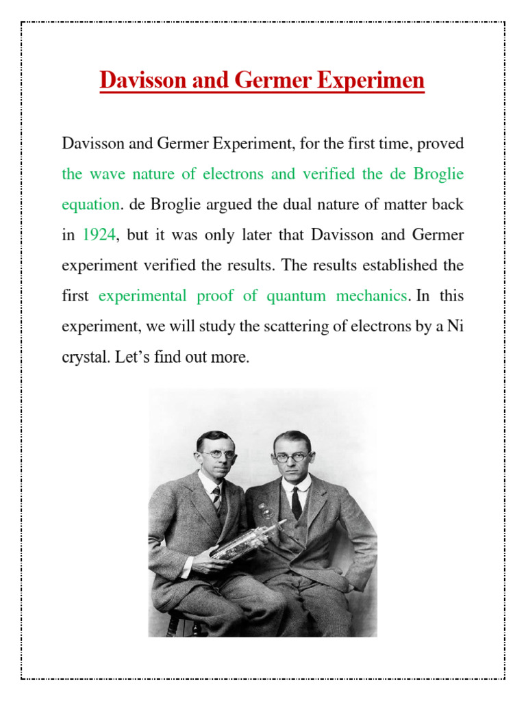 Davisson and Germer Experimen | PDF | Electron | Diffraction