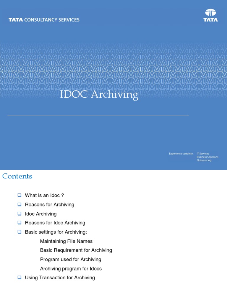 IDoc Archiving | PDF | Computer Data Storage | Databases