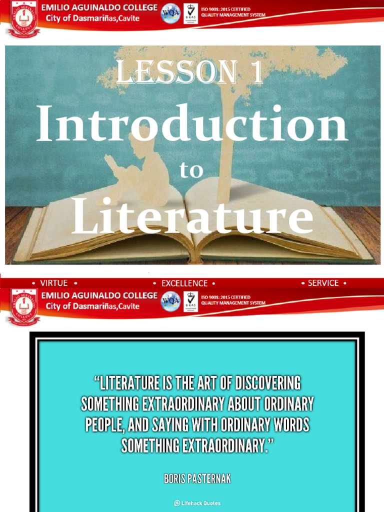 Lesson 1 INTRO TO LIT | PDF | Experience | Cognition Lesson 1 INTRO TO LIT | PDF | Experience | Cognition