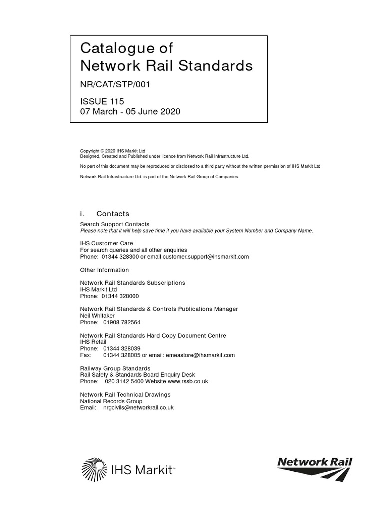 Catalogue of Network Rail Standards Issue 115 | PDF | Specification ...