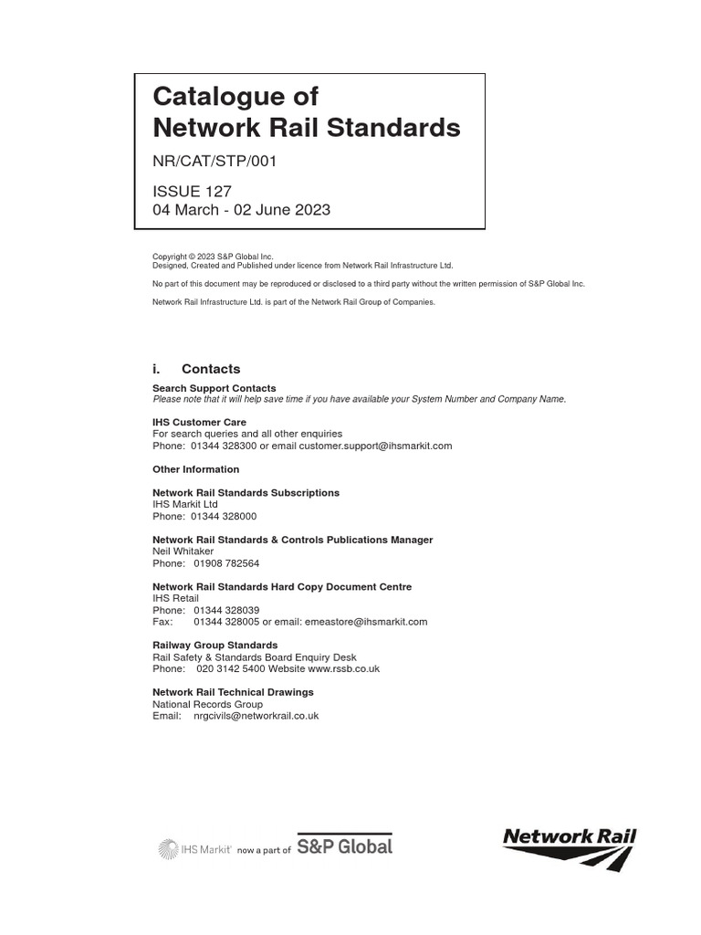 Catalogue of Network Rail Standards Issue 127 | PDF | Specification (Technical Standard ...