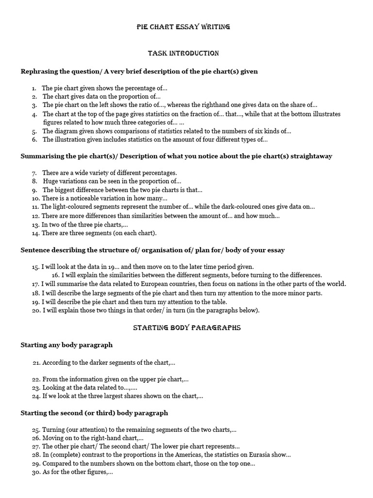 IELTS Writing Task 1 Pie Chart Vocabulary and Tutorial | PDF | Pie ...
