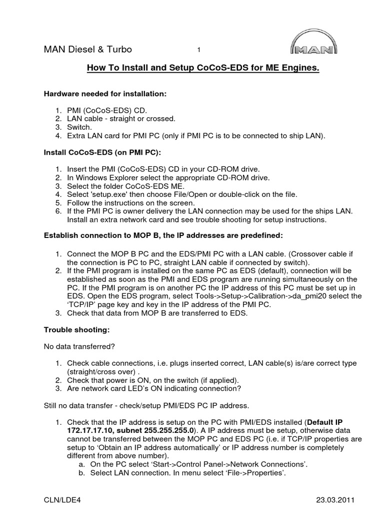 Instruction For Setup of CoCoS-EDS On ME Engines | PDF | Ip Address ...