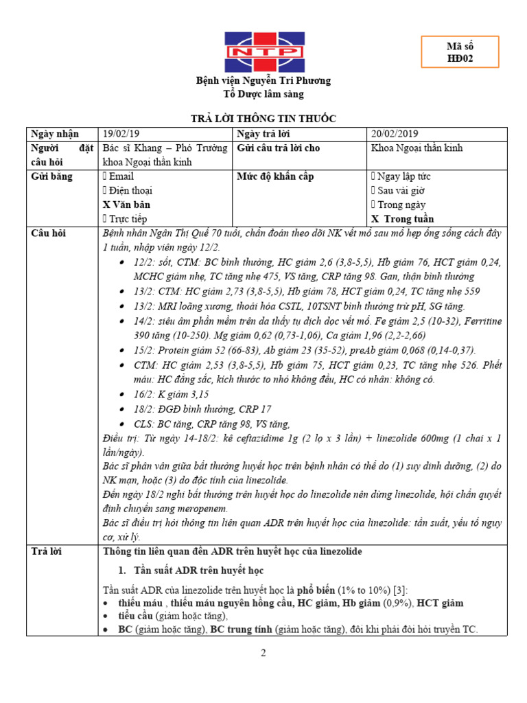 HD02-Uc Che Tuy Boi Linezolide | PDF