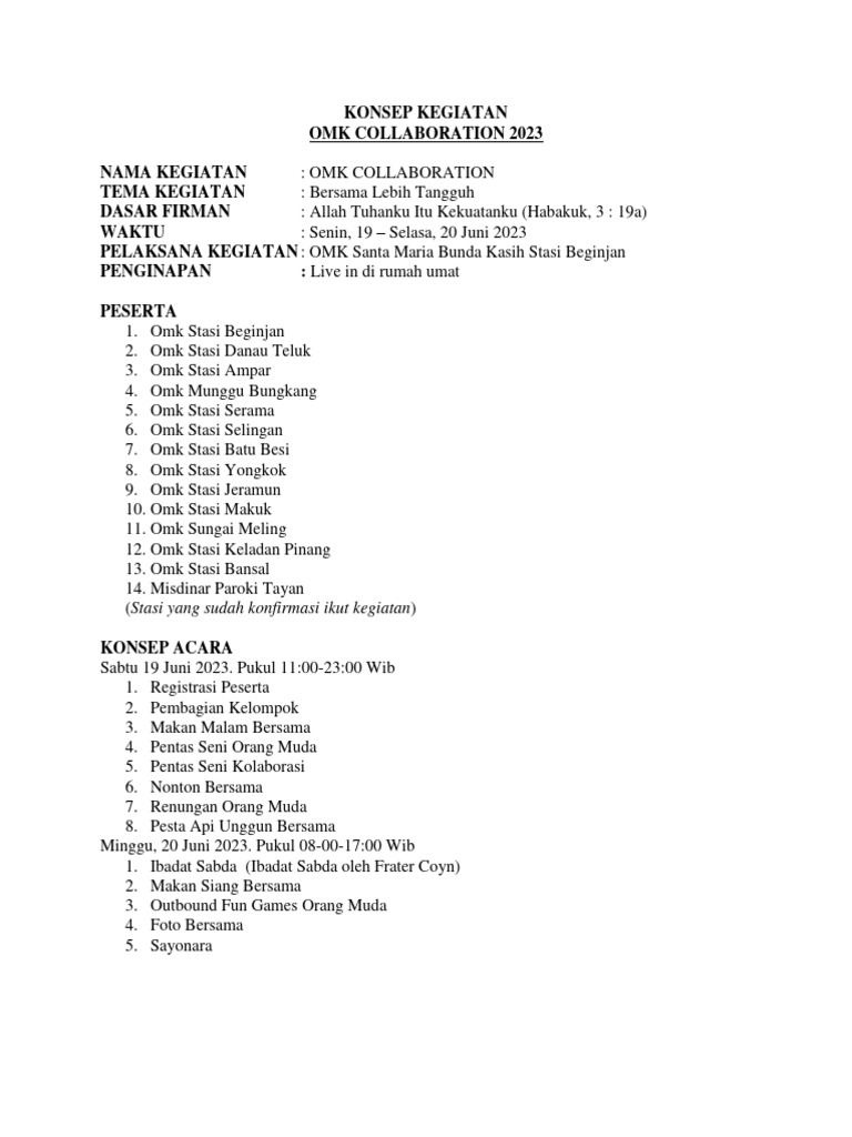 Konsep Umum Kegiatan Omk | PDF