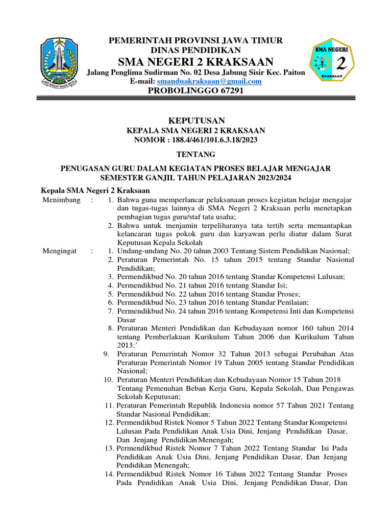 SK Operator & TPS 2023-2024 | PDF