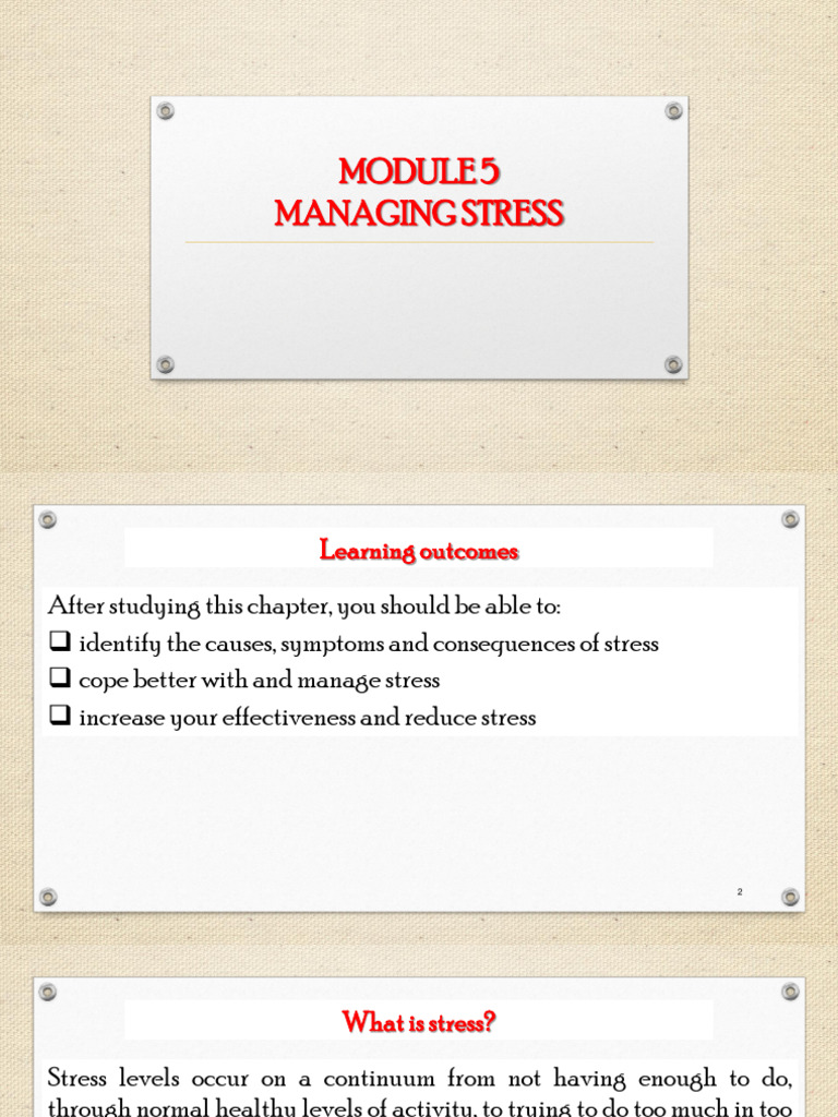 Module 5 Managing Stress | PDF | Stress (Biology) | Cognition