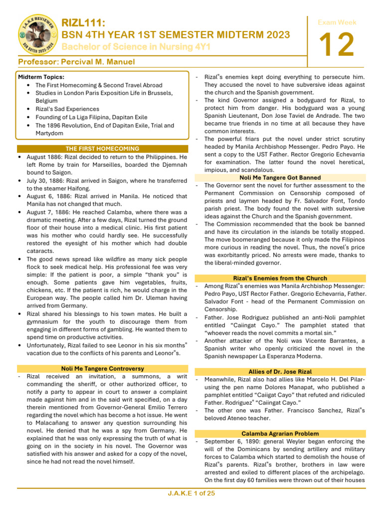 Rizl111 Midterm | PDF | Philippines