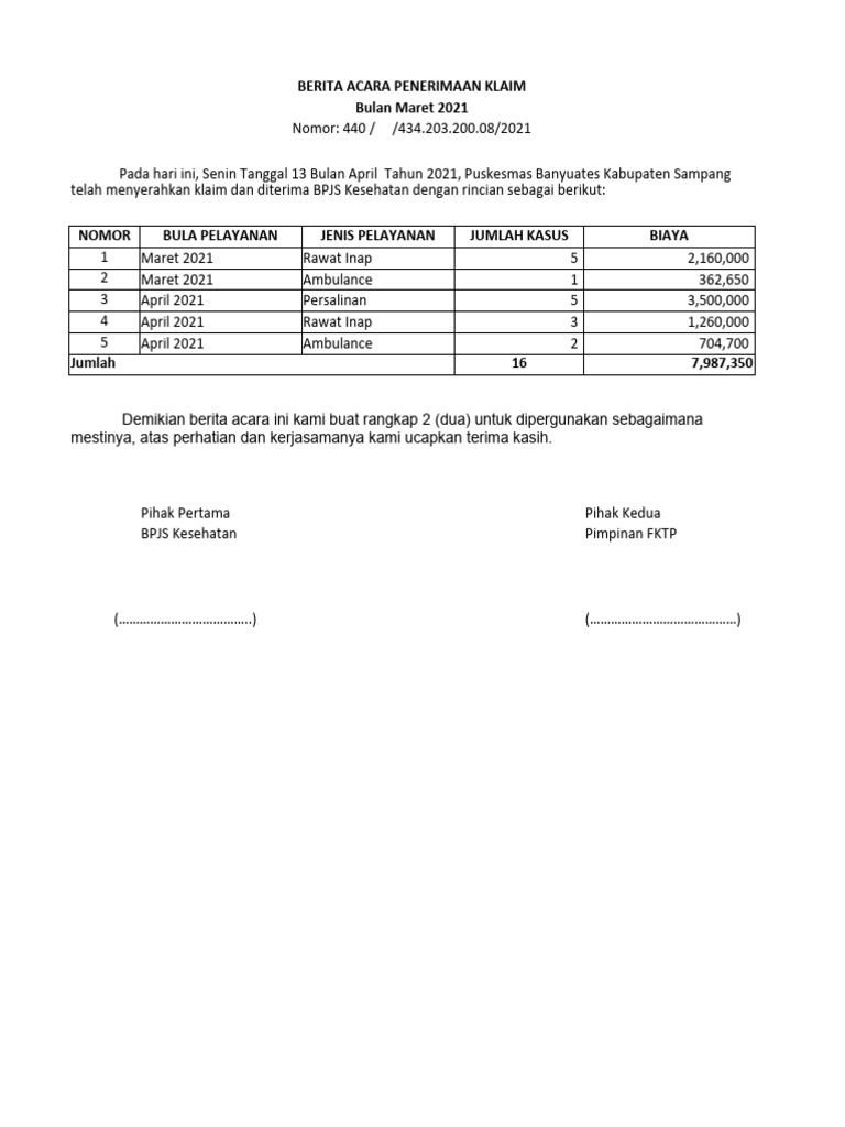 Pernyataan Klaim BPJS-1 | PDF