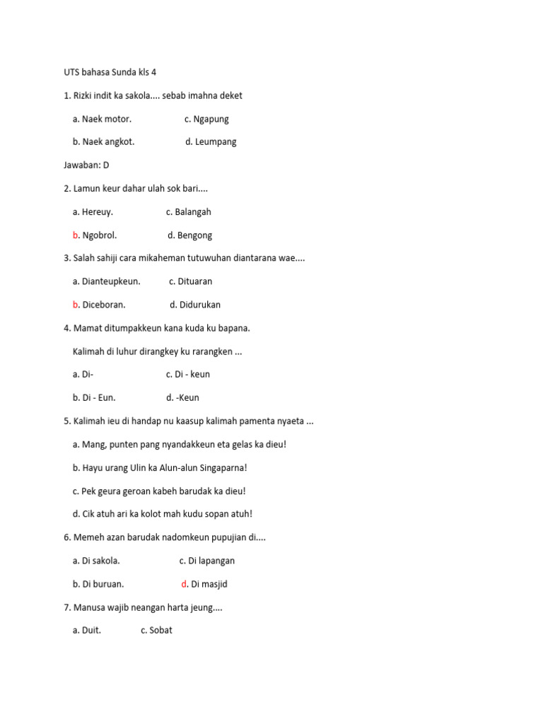 UTS Kls 4 Sund-WPS Office | PDF