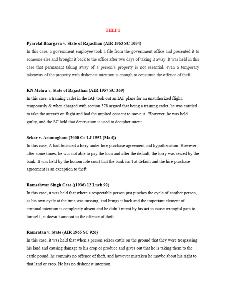 Case Laws IPC-II-2 | PDF | Theft | Common Law