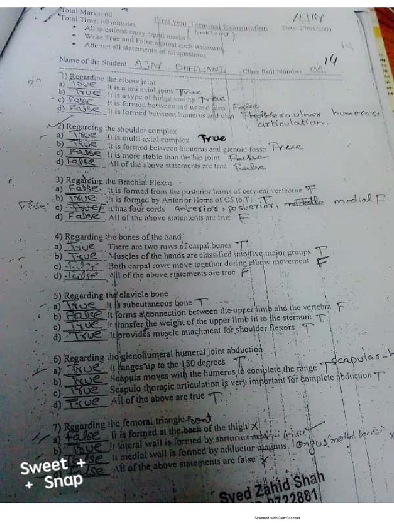 Anatomy Past Papers | PDF