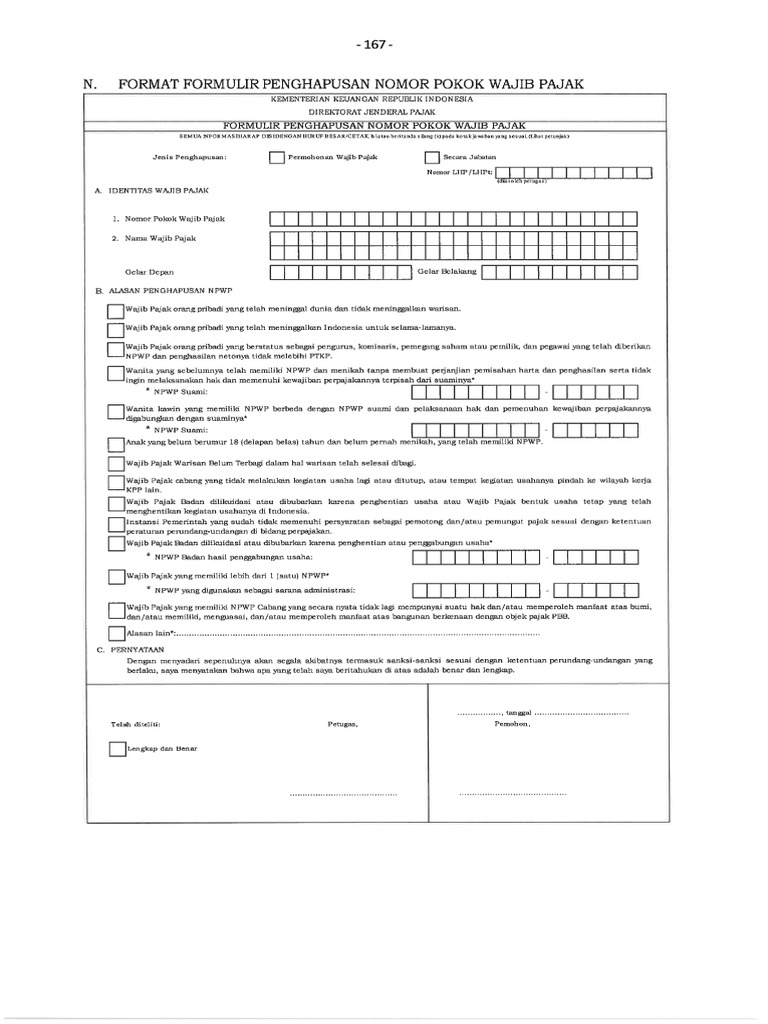 Formulir Penghapusan NPWP-1 | PDF