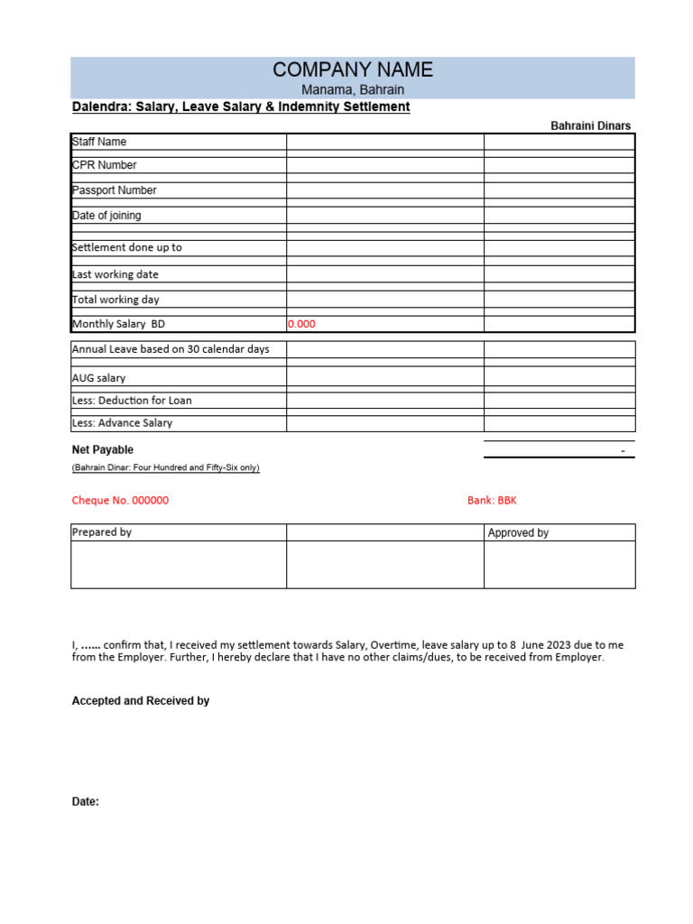 Final Statement Calculation | PDF