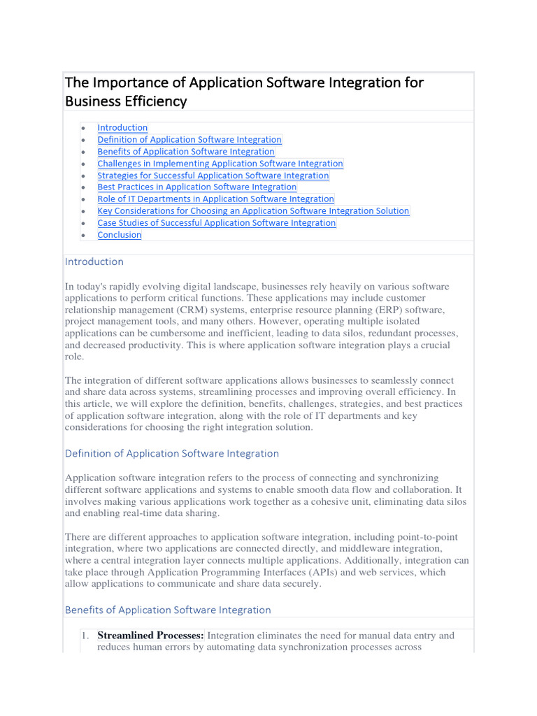 Application Software Integration Pdf Enterprise Resource Planning