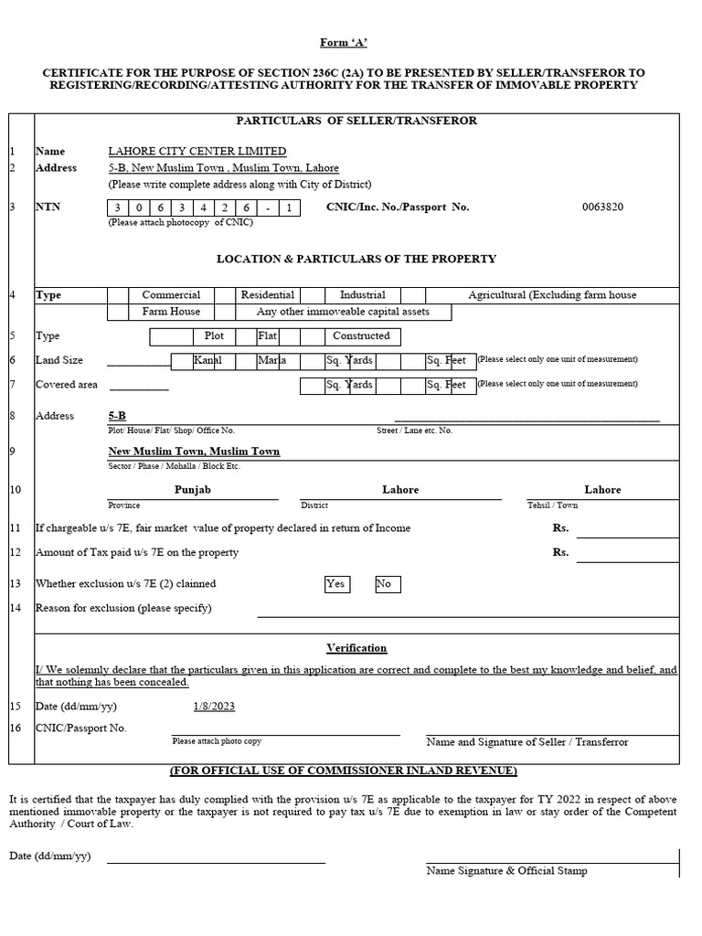 Form A for 7E Certificate Excel | PDF | Taxes | Taxpayer