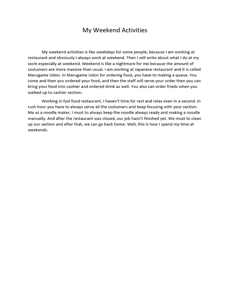 My Weekend Activities | PDF
