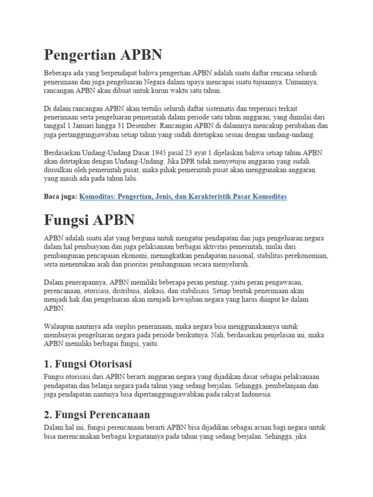 Pengertian APBN | PDF