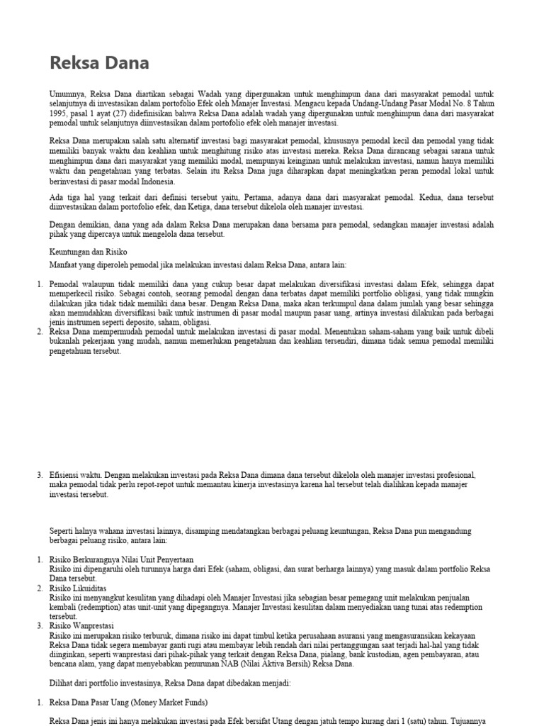 REKSADANA | PDF | Bisnis | Pengelolaan Keuangan & Uang