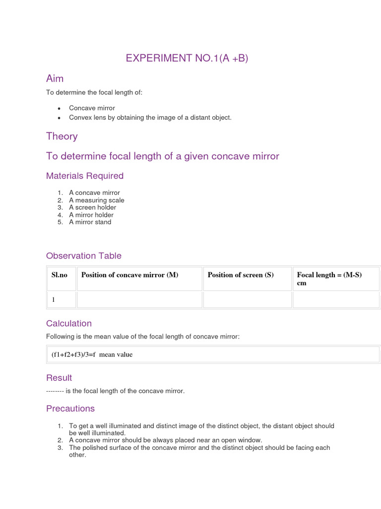 X Practicals | PDF | Mirror | Refraction