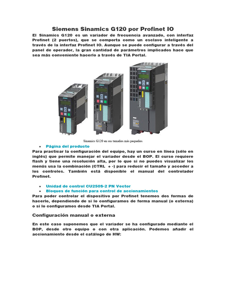 Configuración Sinamics G120 Profinet | PDF | Arquitectura de ...