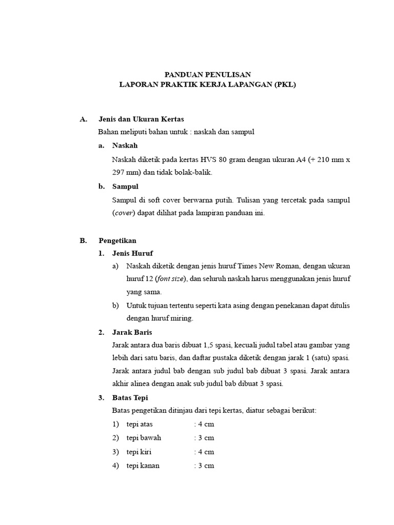 Panduan Penulisan Laporan PKL | PDF