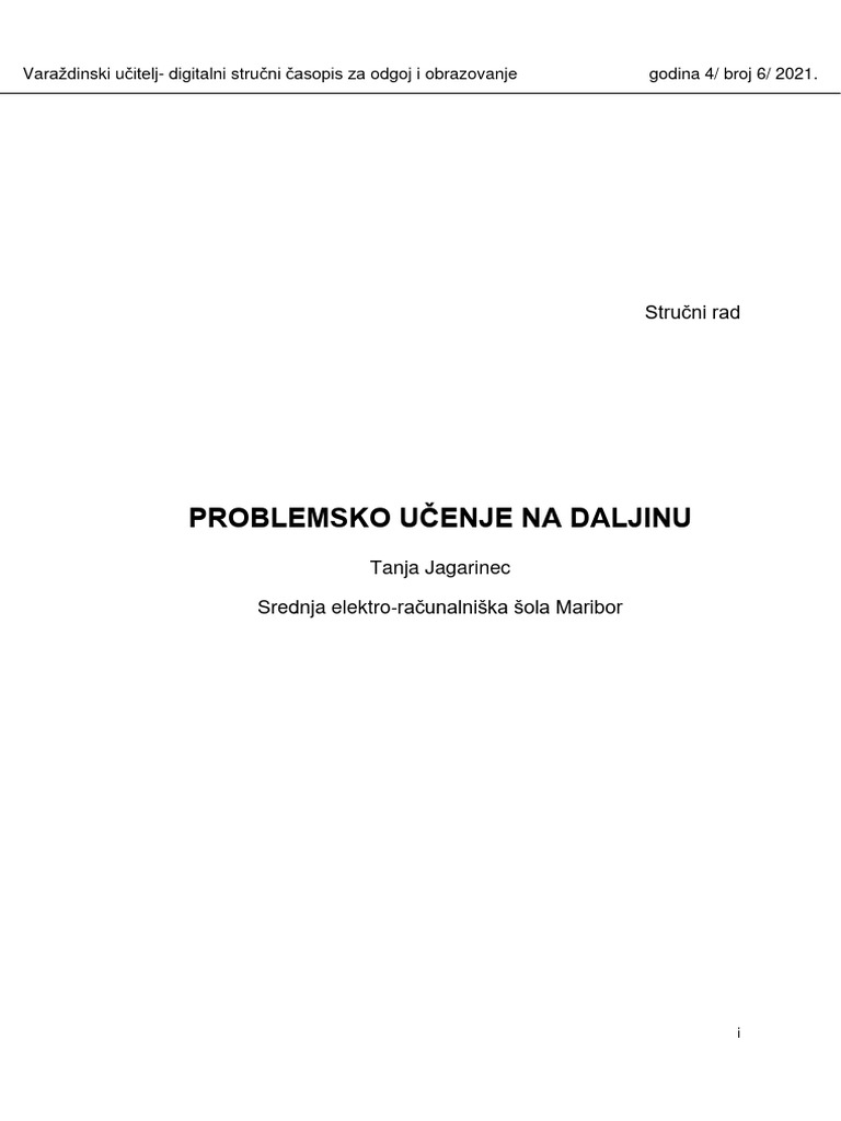 Problemsko Učenje Jagarinec Prevod | PDF Problemsko Učenje Jagarinec Prevod | PDF