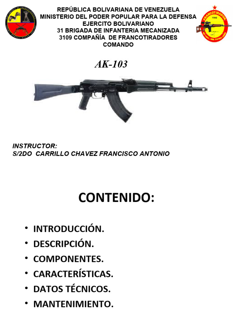 Exposicion Ak 103 | PDF | Rifle | Cartucho (armas de fuego)