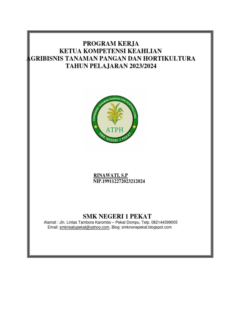 Proker Kepala Kompetensi Keahlian Atph 2022-2023 | PDF