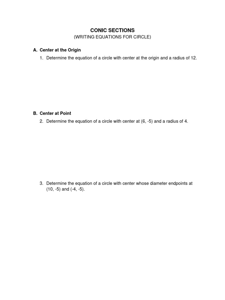 CONIC SECTION - General Equation Circle | PDF