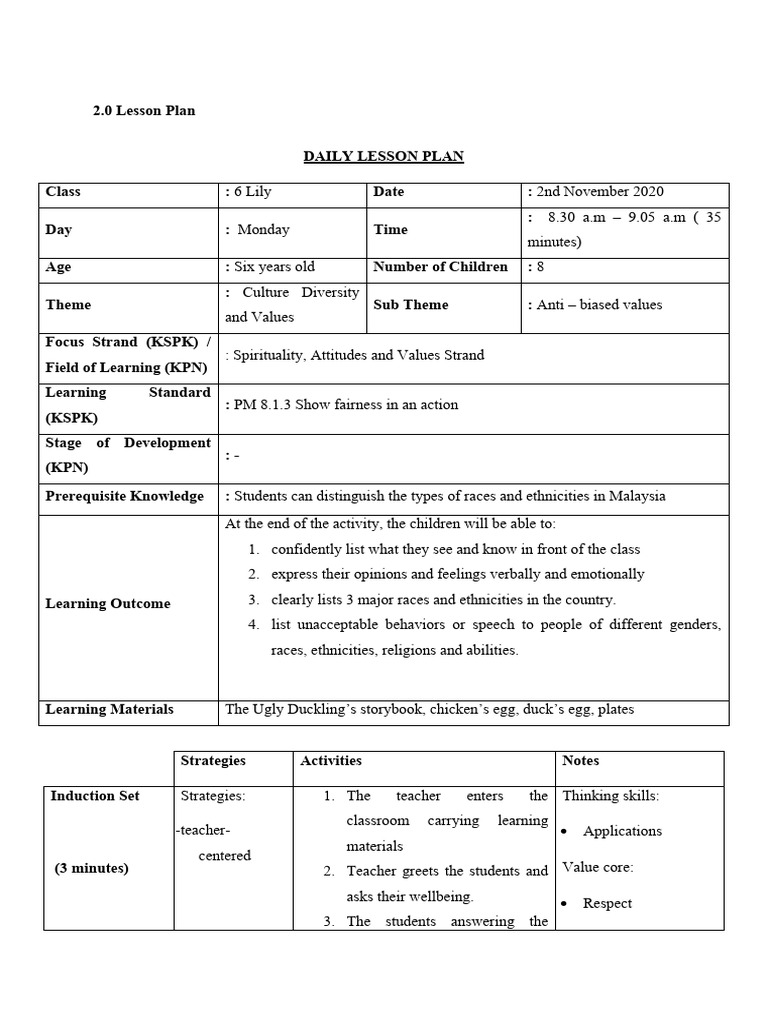 Daily Lesson Plan Kai | PDF | Learning | Lesson Plan