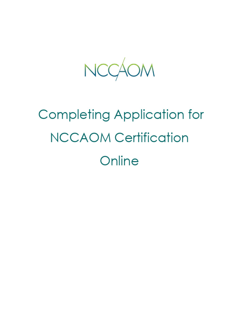 Applying For NCCAOM Certification | PDF | Payments | Traditional ...