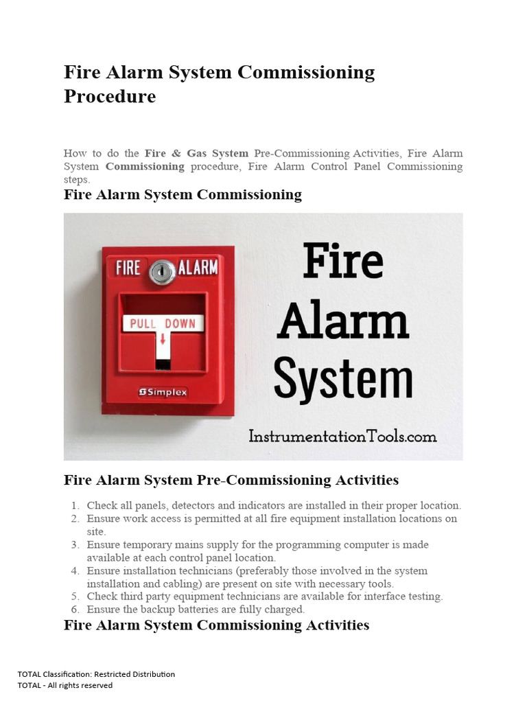 Fire Alarm System Commissioning Procedure Pdf Computer Science Electrical Engineering