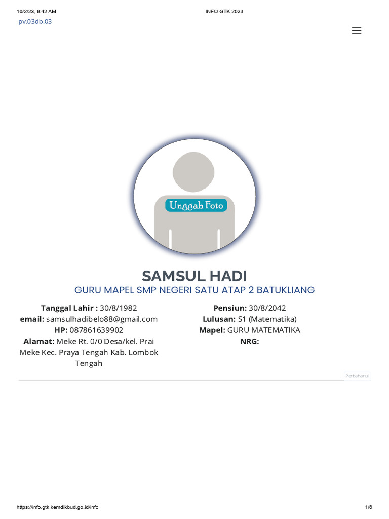 Info GTK 2023 Samsul Hadi | PDF