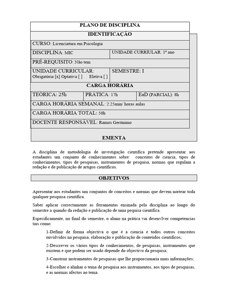 Plano de Aula | PDF | Science | Método científico