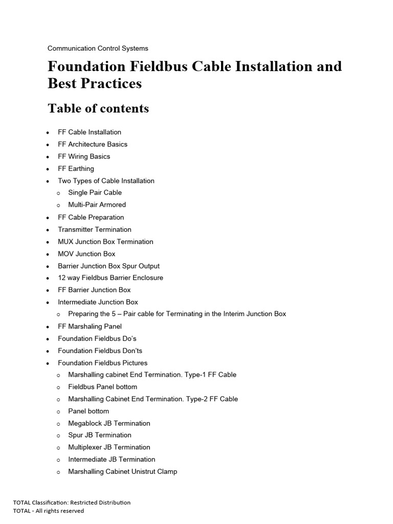 Foundation Fieldbus Cable Installation and Best Practices | PDF ...