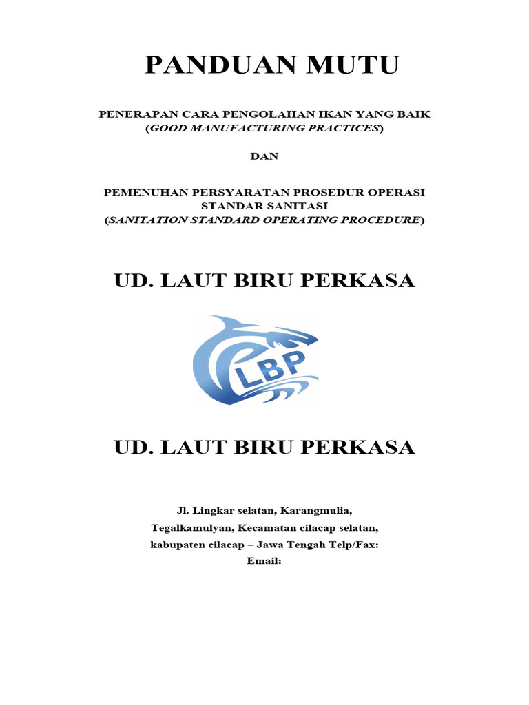 Panduan Mutu Ikan Pelagic UD. LAUT BIRU PERKASA | PDF