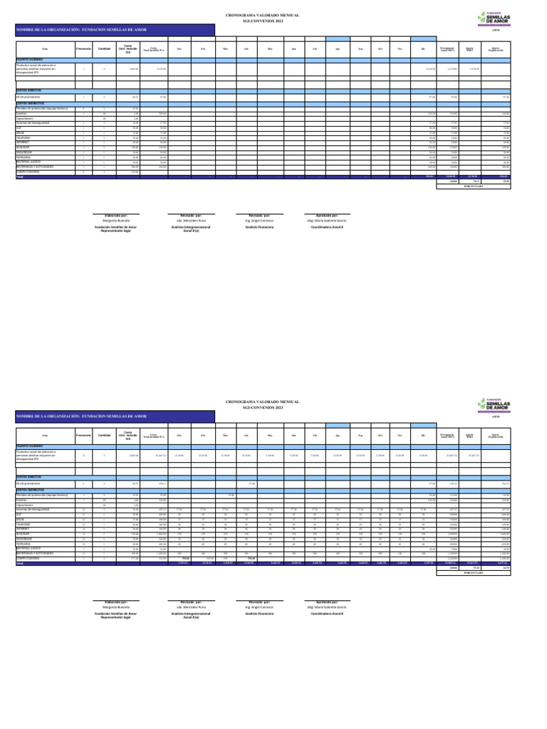 Anexo Sgi 02 Formato Cronograma Valorado Sgi para Convenios de Cooperacion Eco | PDF