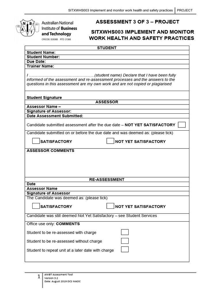 Work Health and Safety Practices Assessment | PDF | Occupational Safety ...