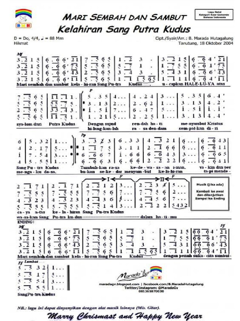 Teks Koor Mari Sembah Dan Sambut Kelahiran Raja Kudus | PDF