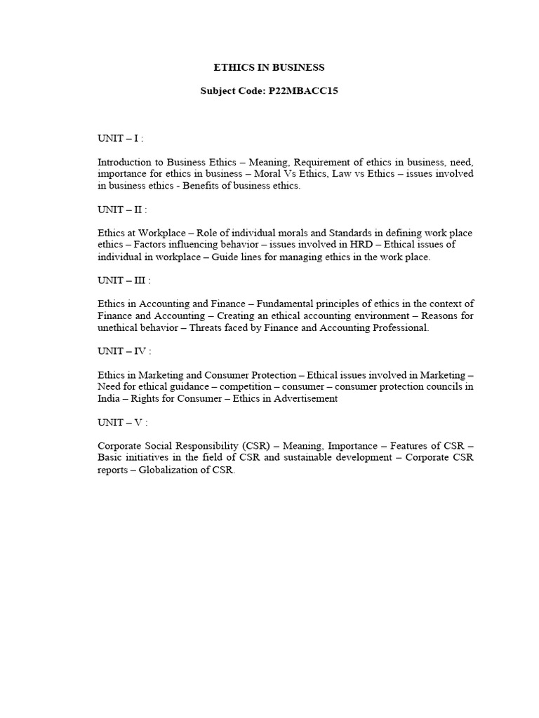 Unit 1 Ethics in Business Notew | PDF | Morality | Occupational Safety ...