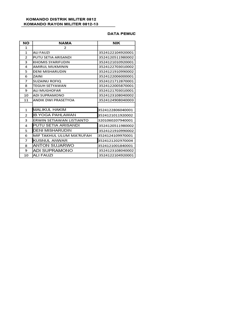 Format Data Ansor Dan Karang Taruna | PDF