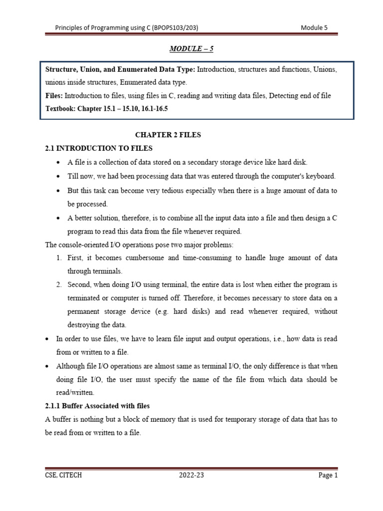 Module5 Chap1 | PDF | Input/Output | Computer File