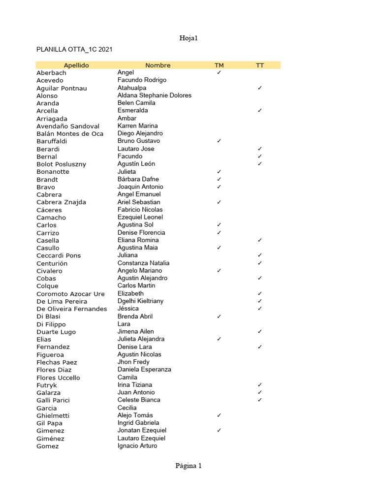 Turnos-1°C 2020 - Profesor Rodrigo Hernandez | PDF